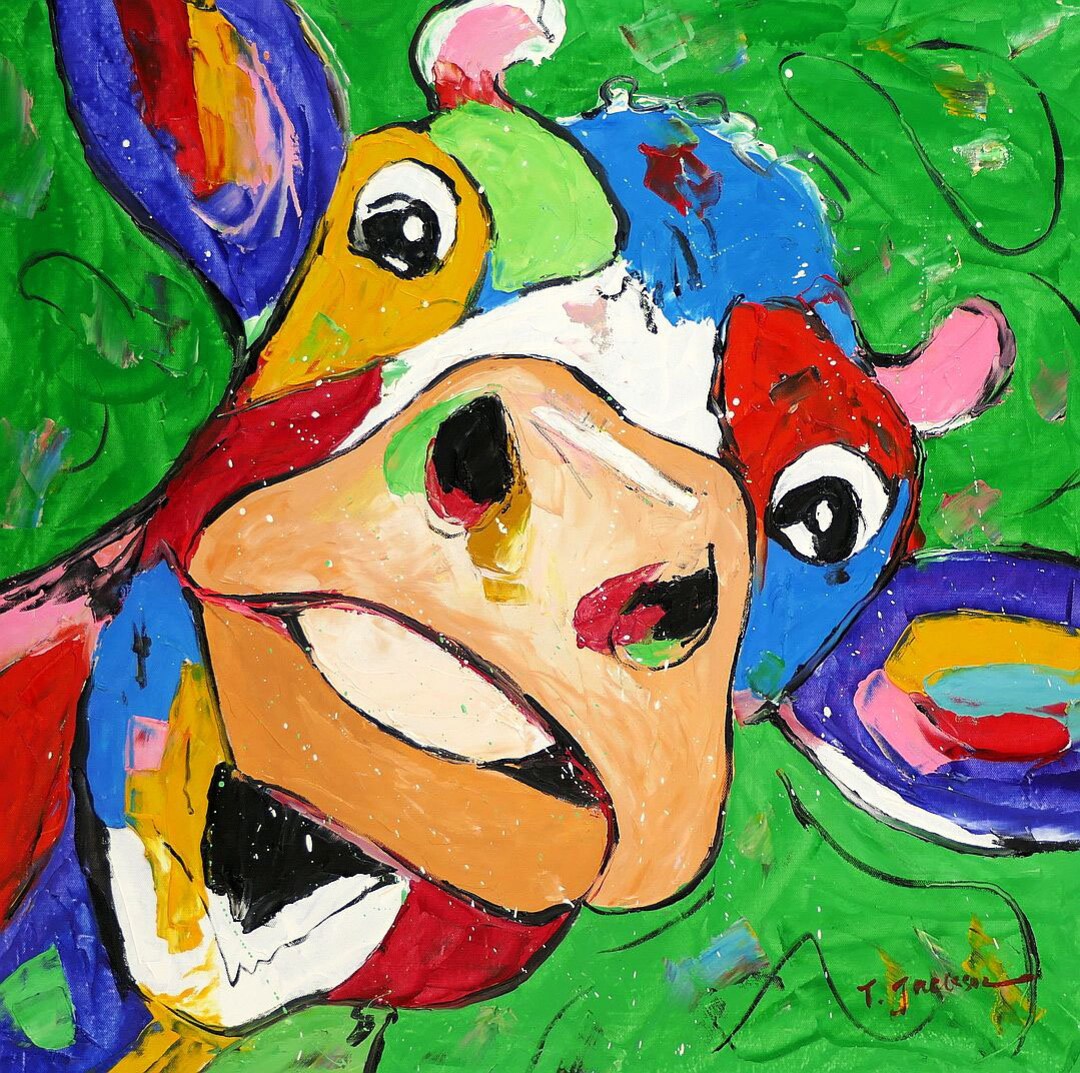 Modern Art - Cow Elsa E97871 60 X 60 Cm Funny Oil Painting - Etsy UK