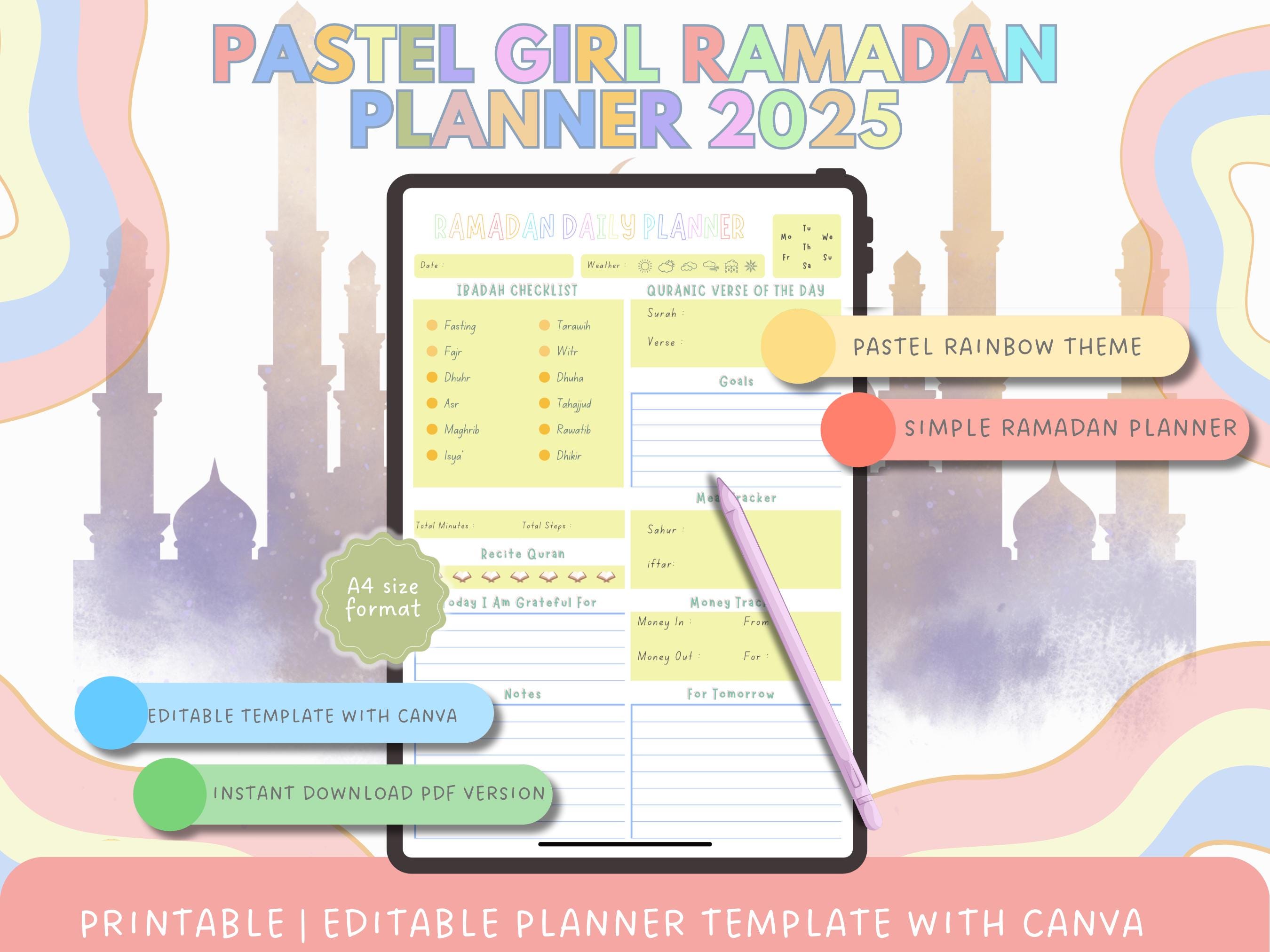 Pastel Girl RAMADAN 2025 PLANNER | Editable Planner | Ramandan Planner ...