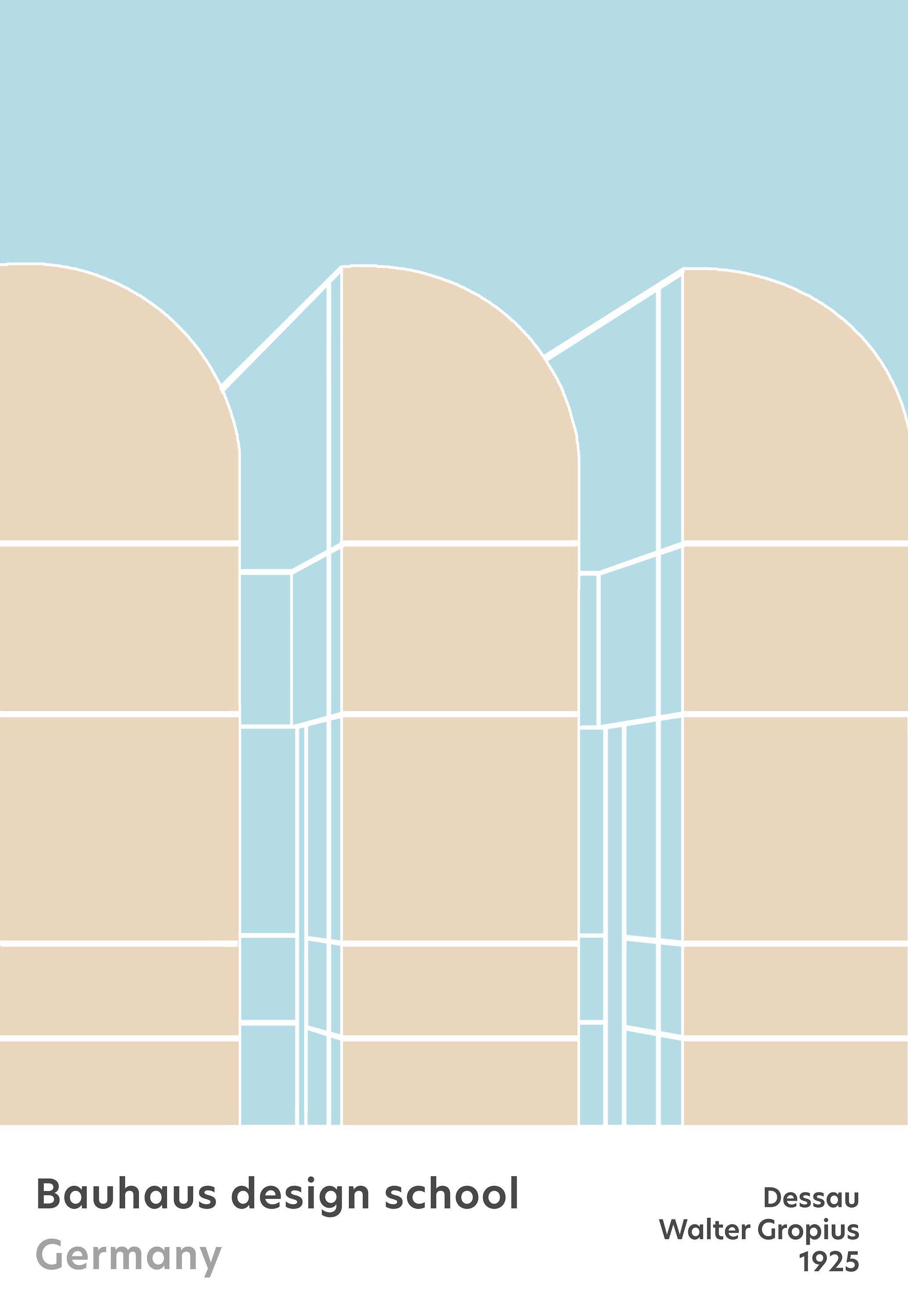 Bauhaus Design School Architecture Minimalist Illustration Blueprint ...