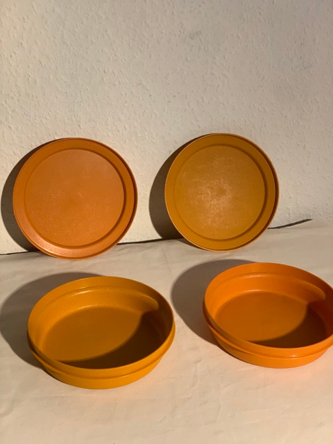 Food Containers Tupperware Set 1970s Vintage Round Orange - Etsy