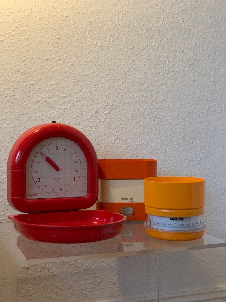 STUDIOSECONDLOVE VINTAGE Red EKS Kitchen Scale Wall Scale Space Age Pop ...