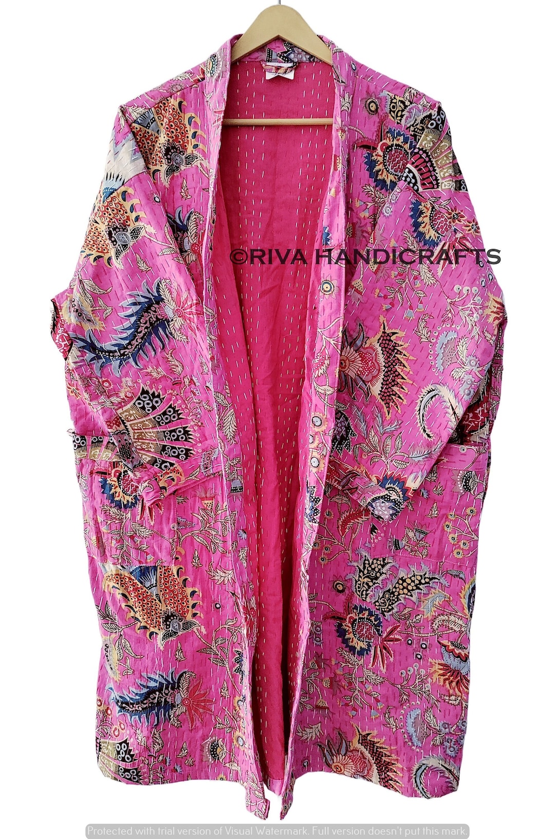 Indian Mukat Printed Quilted Pink Jacket Mid Length Women Winter Wear ...