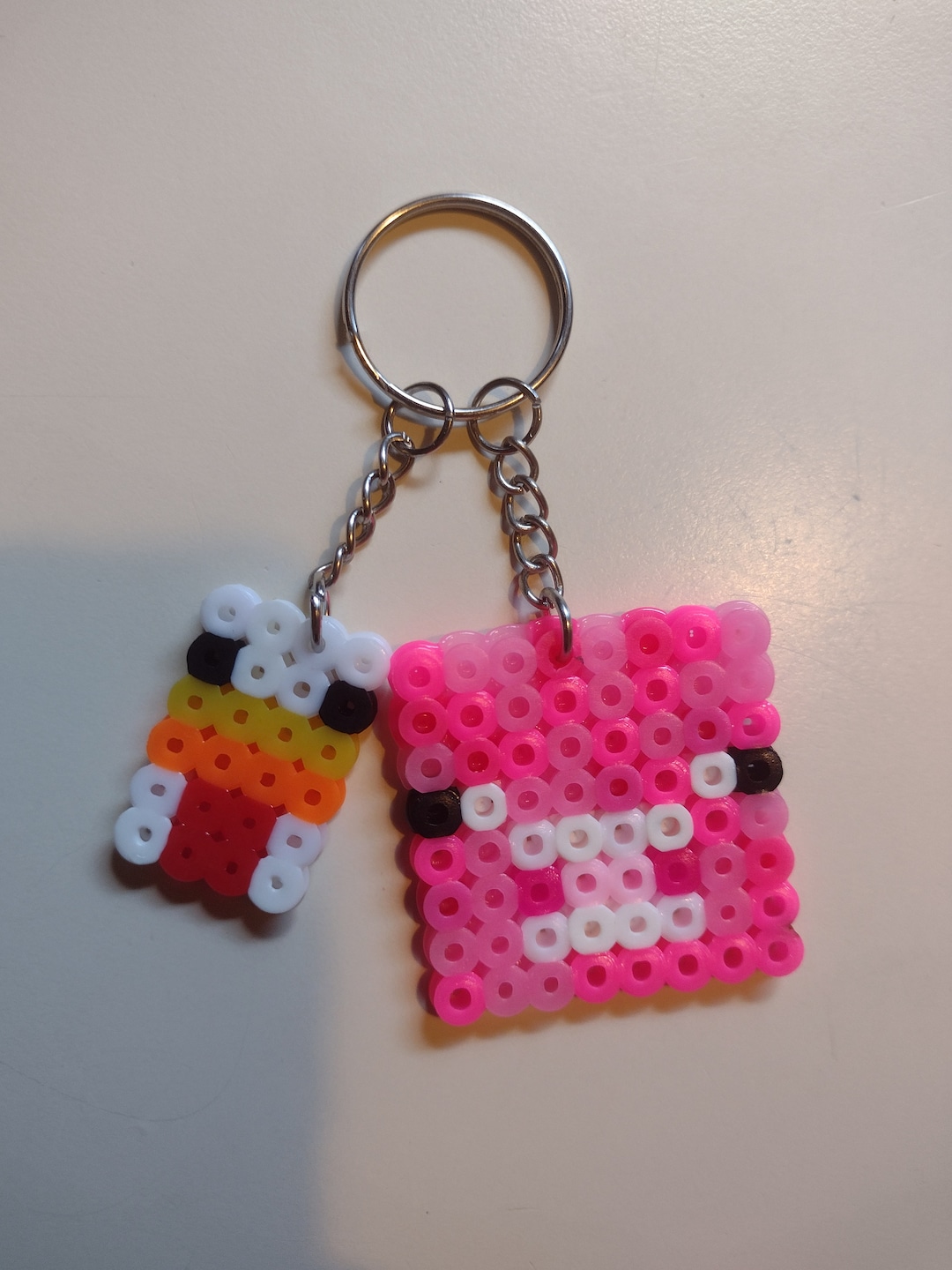 Minecraft Pig and Chicken Perler Bead Keychain - Etsy