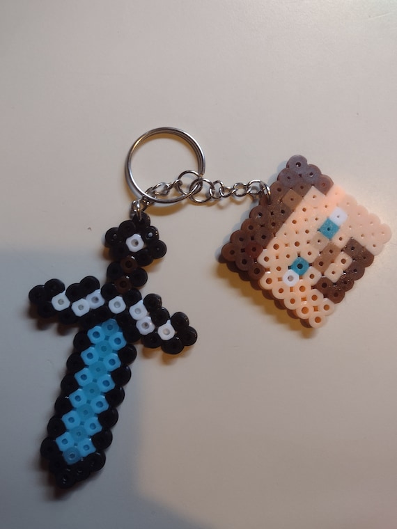 Minecraft Steve and Sword Perler Bead Keychain - Etsy