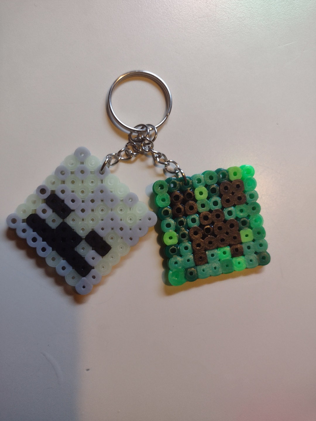 Minecraft Creeper and Skeleton Perler Bead Keychain - Etsy