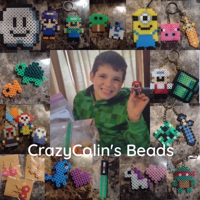 Minecraft Pumpkin and Sword Perler Bead Keychain - Etsy