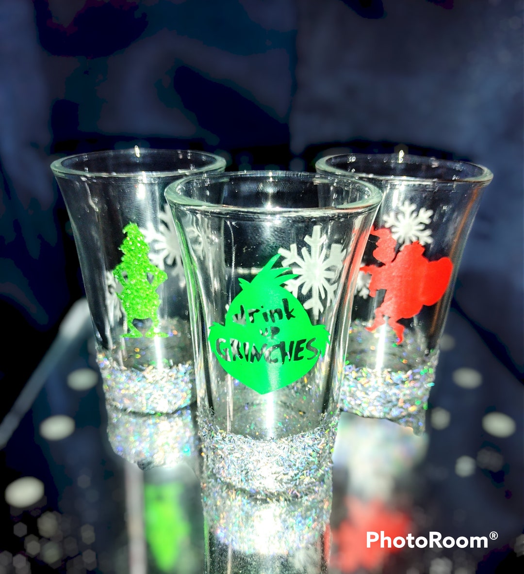 Grinch Shot Glasses Set, Sparkle Grinch, Gifts for Christmas, 21st ...