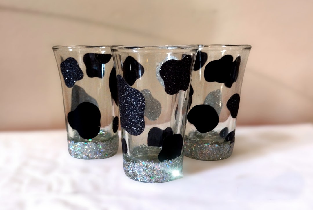 Cow Print Shot Glasses Set, Sparkle Cow Print, Gifts for Cow Lovers ...
