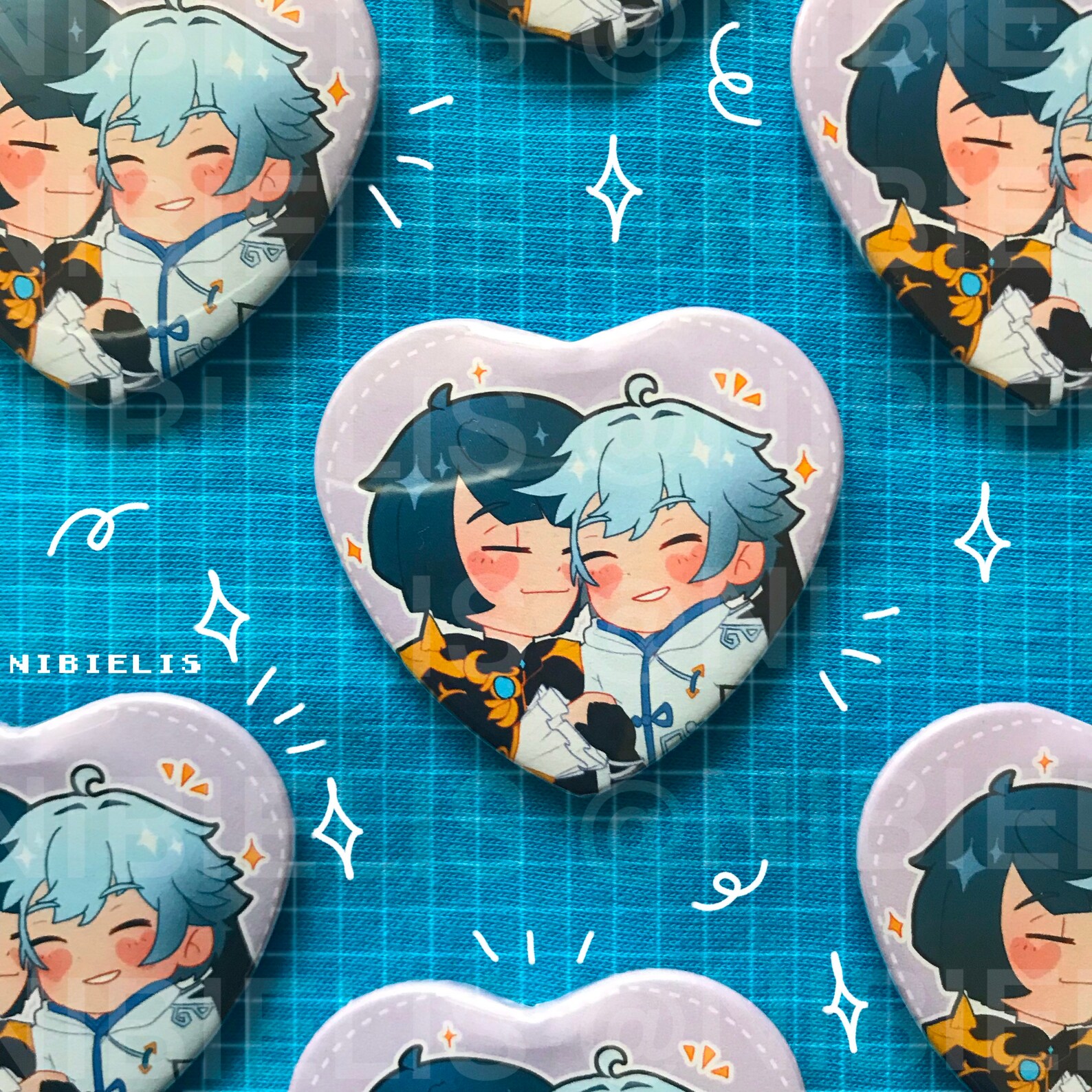 Genshin Impact Chibi Heart Button Badge Pin Bennett X | Etsy