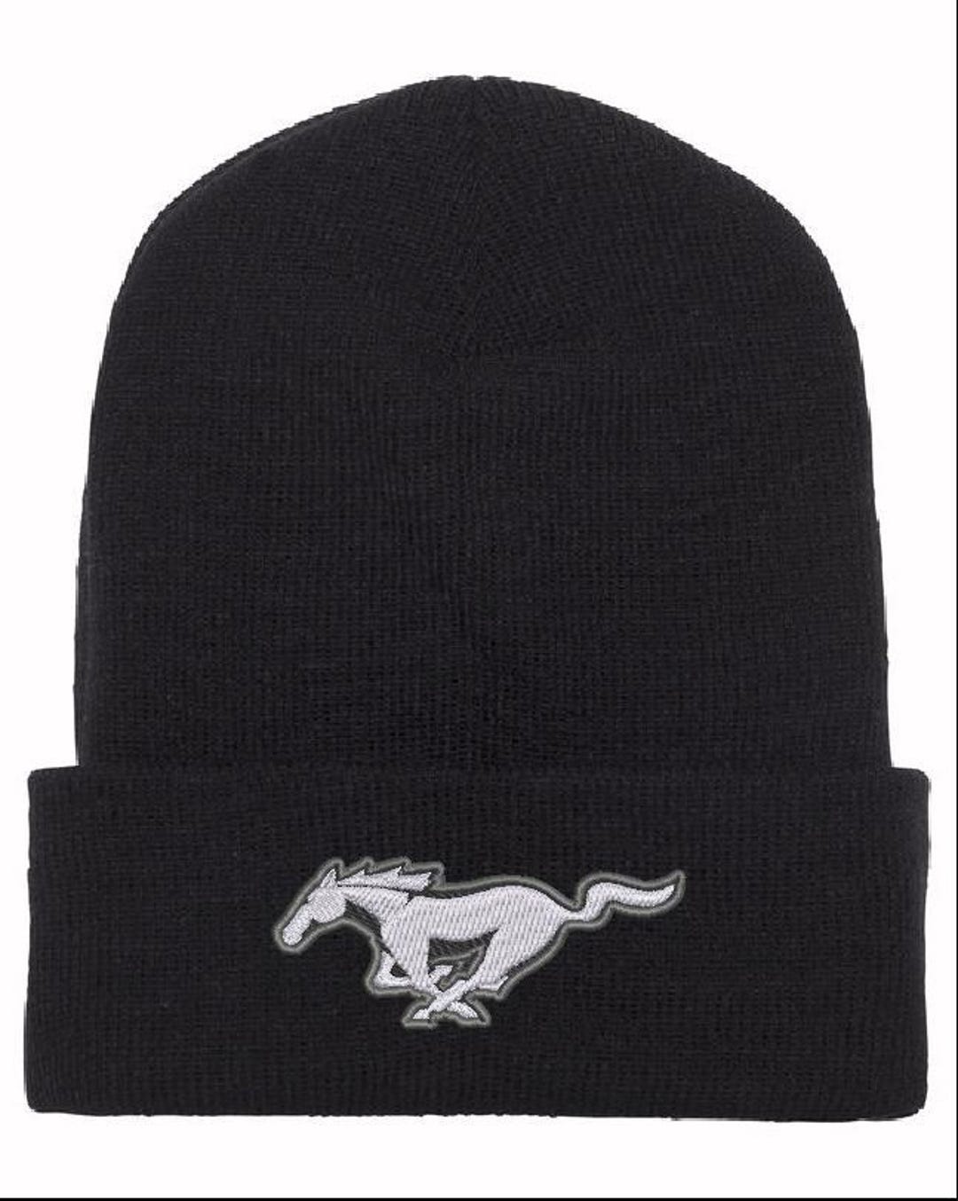 Custom Embroidered Knit Beanie Cap - Mustang - Etsy