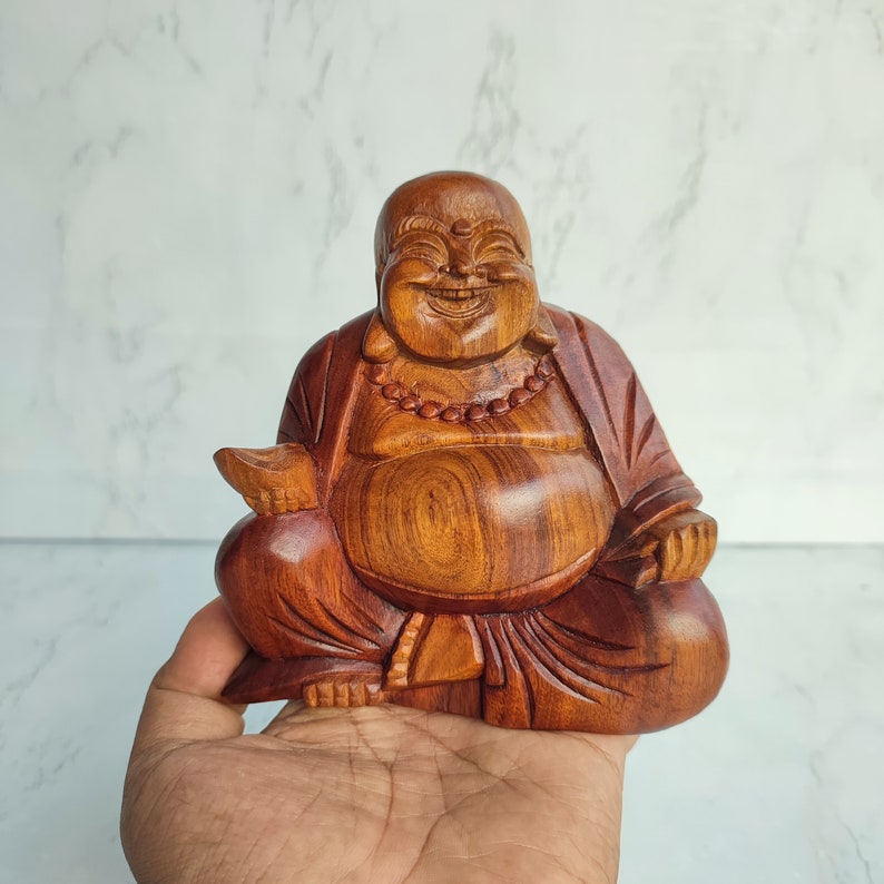 Happy Laughing Buddha Hand Carved Statue, Happy Buddha small and Medium ...