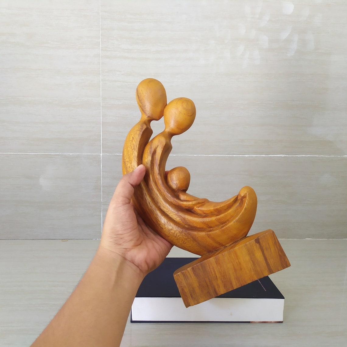 Wooden Statue of a Happy Family. Father Mother and Child Statue. - Etsy