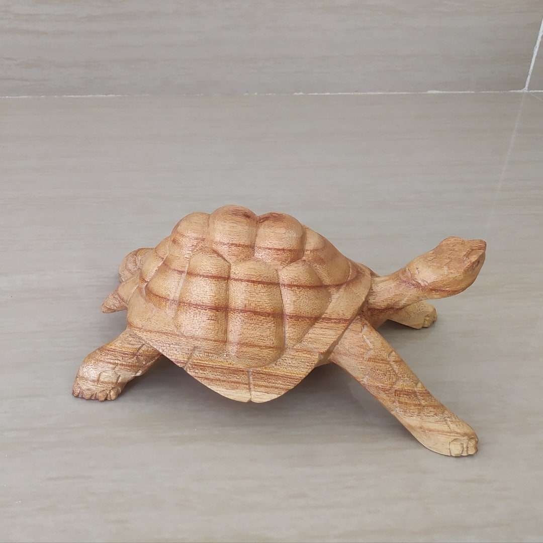 Hand Carved Turtle Sculpture From Natural Wood - Etsy