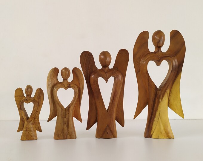 Abstrak Angel Statue. Wooden Angel Sculpture. Handmade Mini Angel ...