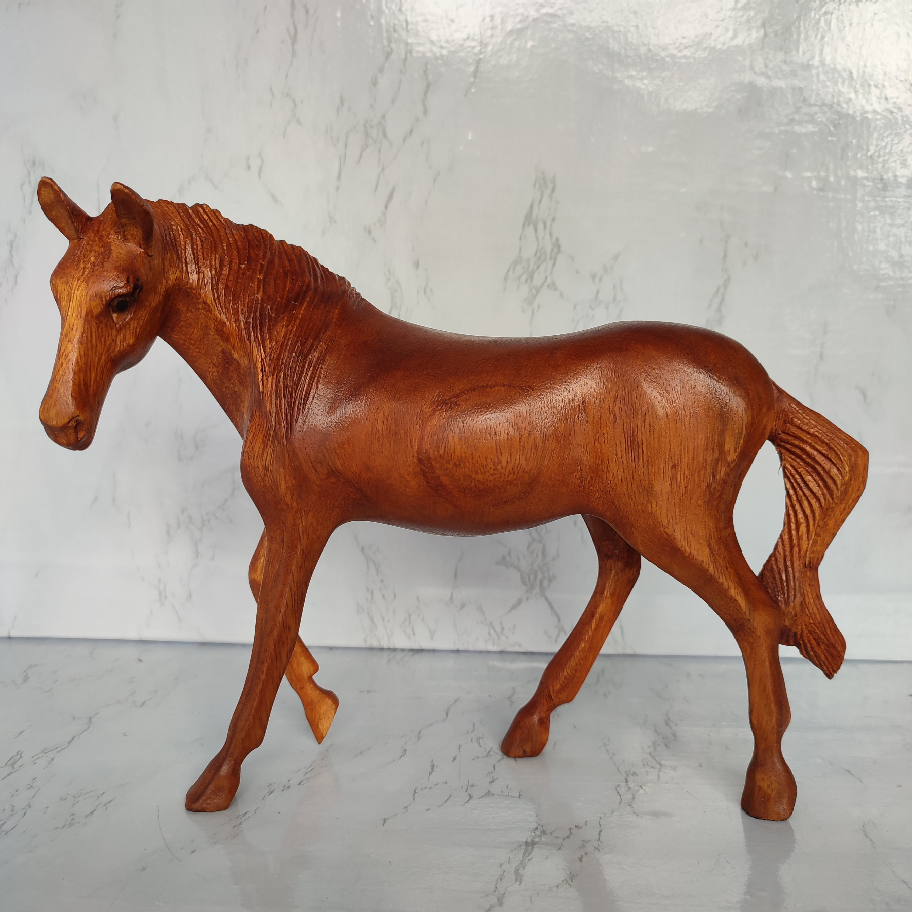 Wild Horse Statue of Suar Wood, Wooden Horse Statue for Special Gift ...