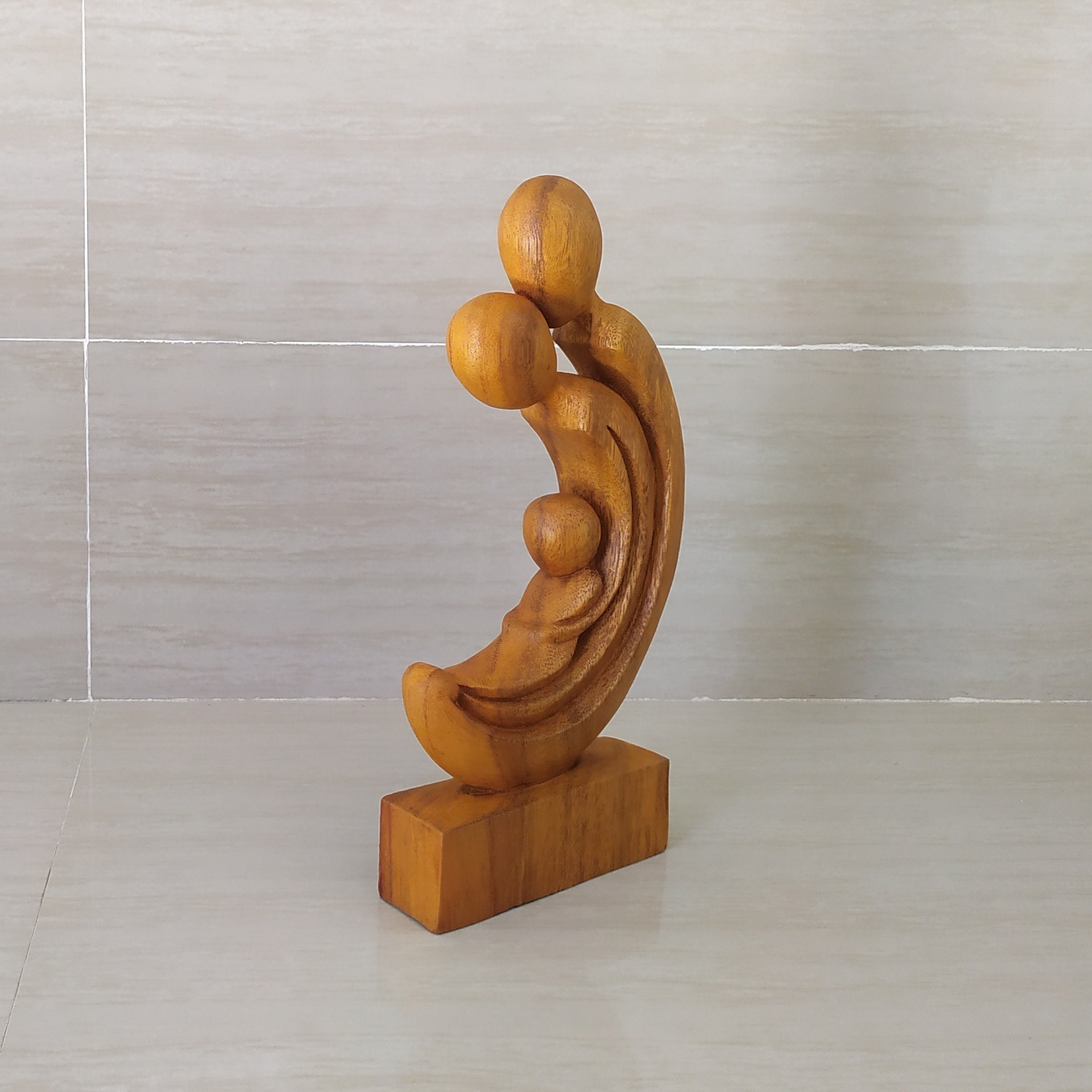 Wooden Statue of a Happy Family. Father Mother and Child Statue. - Etsy