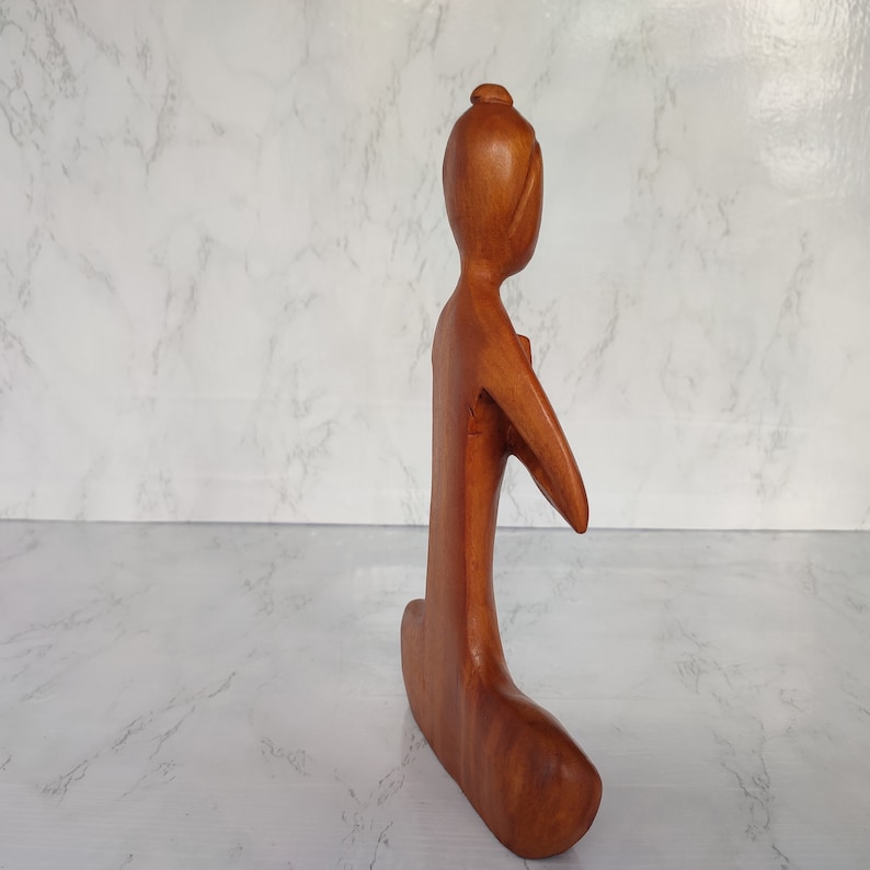 Wooden Yoga Woman Sculpture, Brown Jempinis Wood Ornament (31cm) - Etsy