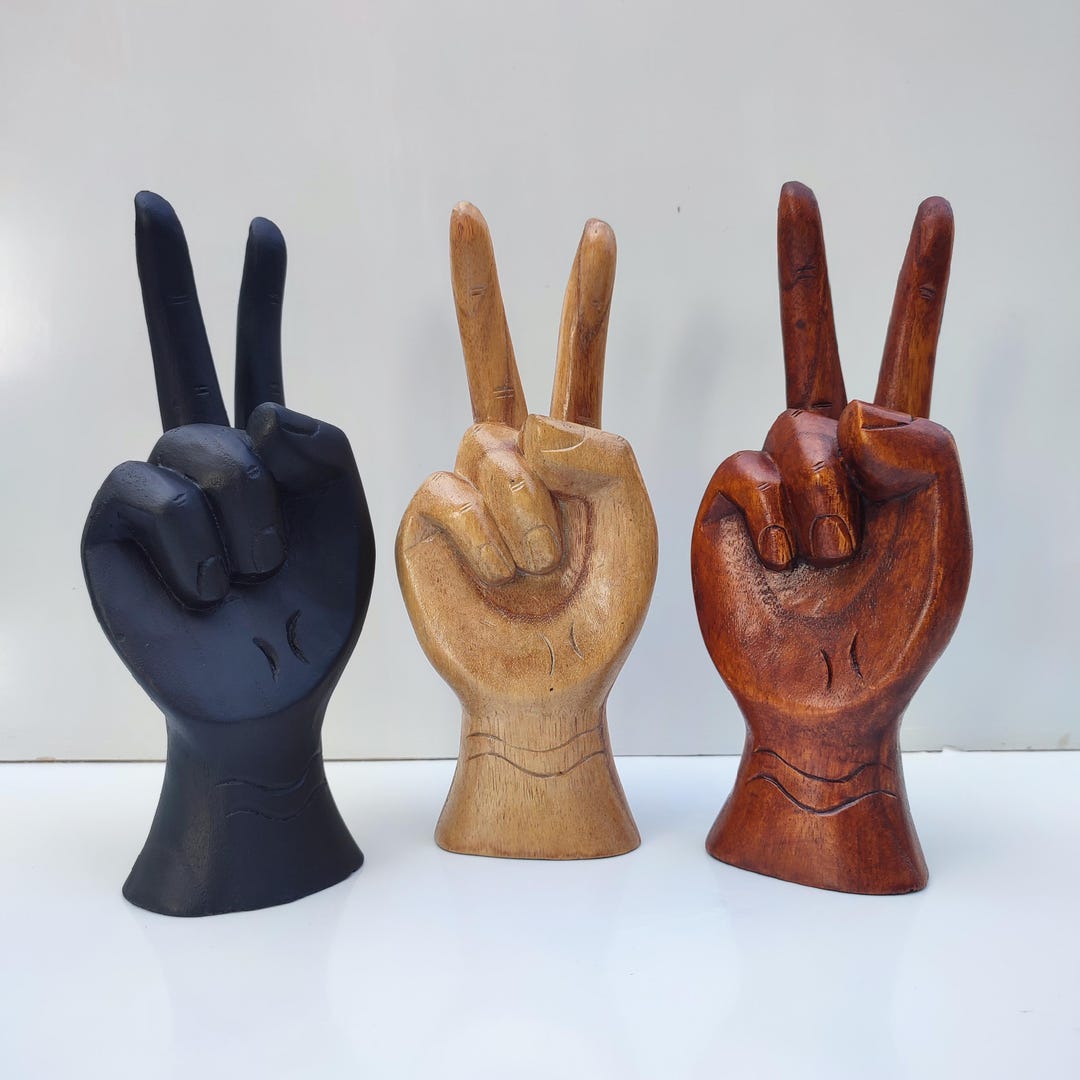 Peace Sign Hand Statue 25 Cm - Etsy