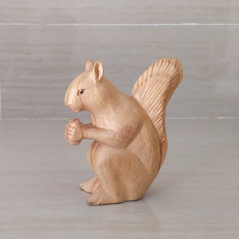 Hand Carved Squirrel Sculpture From Natural Wood - Etsy