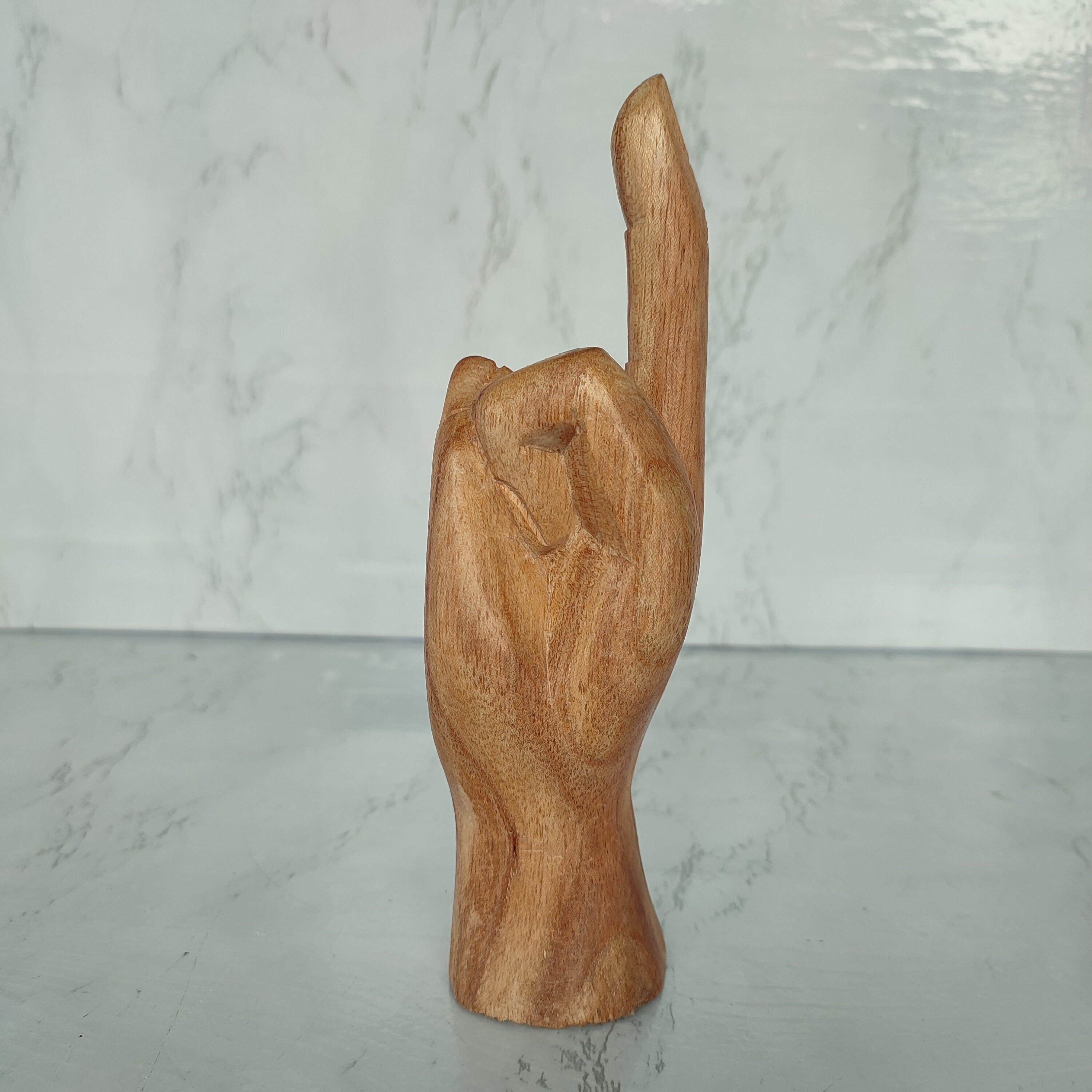 Wooden Middle Finger Hand Statue. Clear Hand Sculpture. Sign Language ...