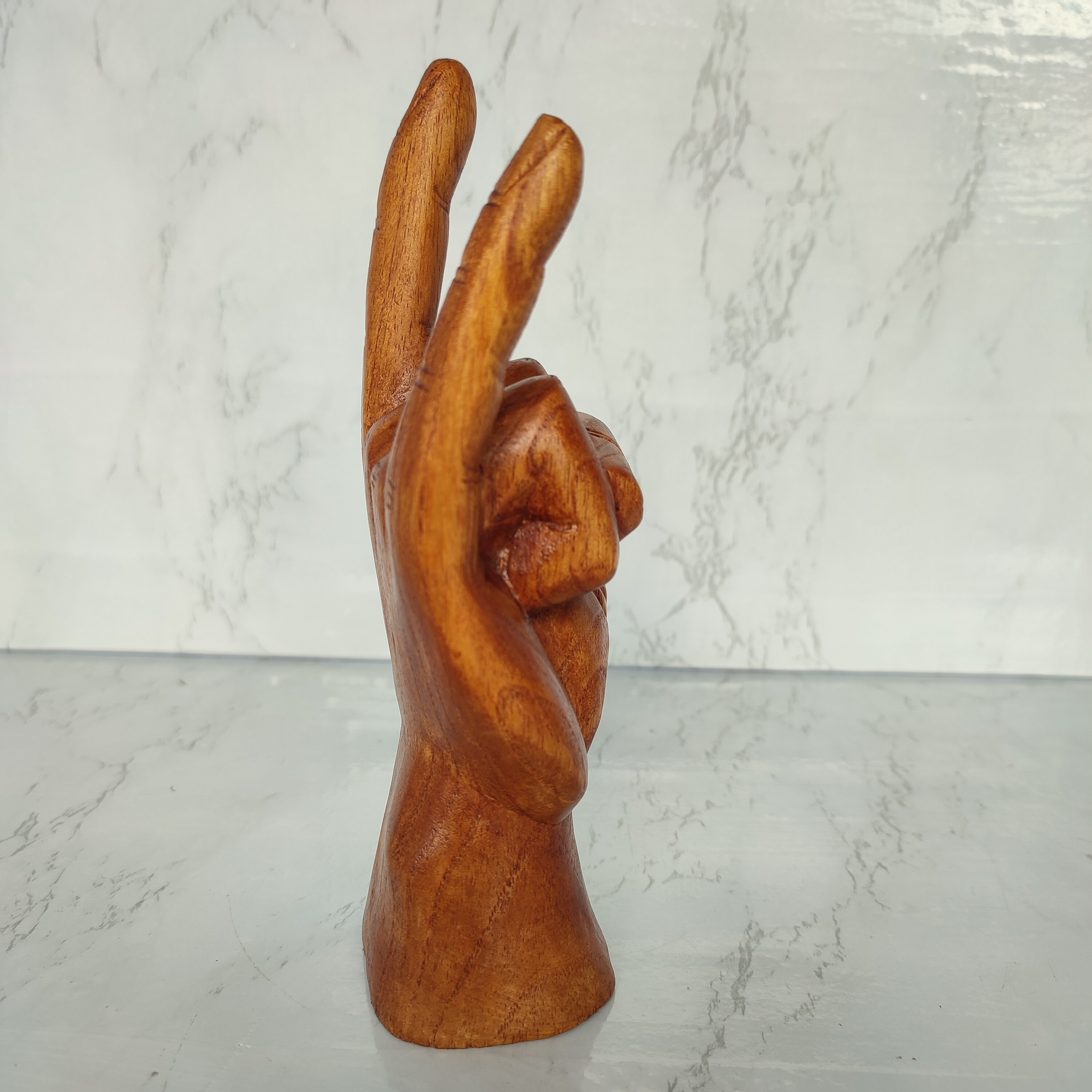 Rock and Roll Hand Sign Language, Sign of the Horns, Hand Carved ...