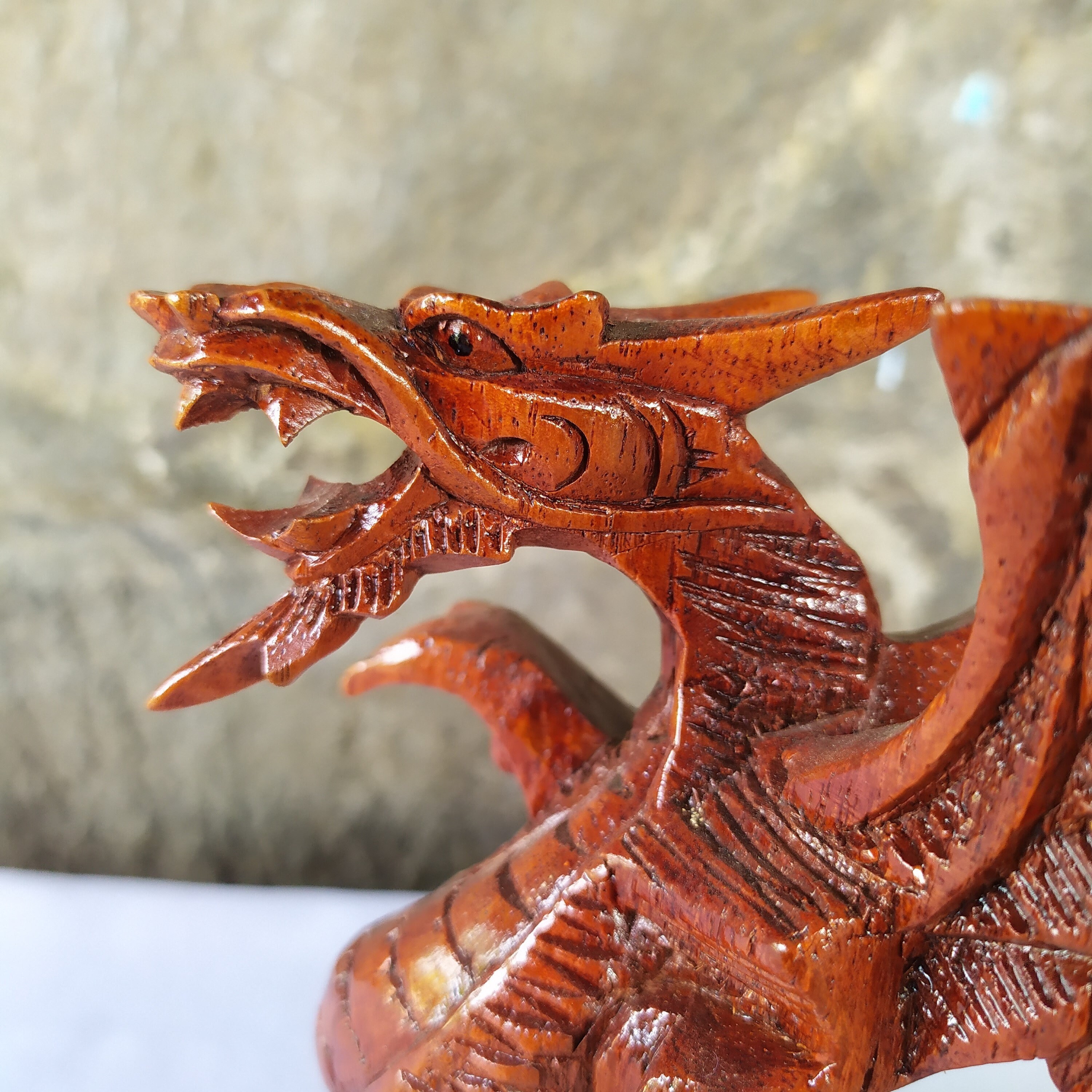 Wooden Dragon Statue Unique. Hand Carved Dragon Statue From - Etsy
