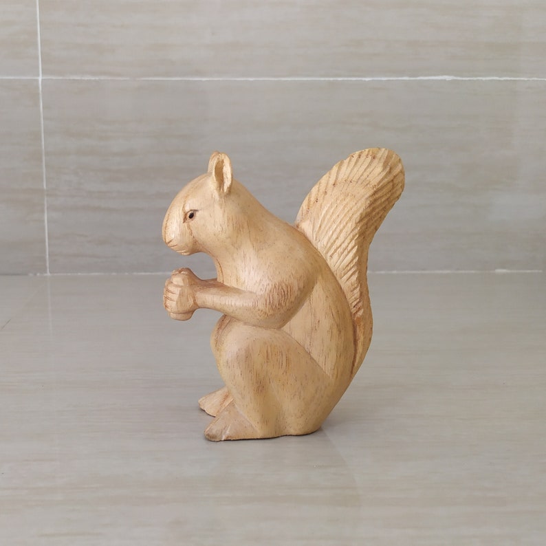 Hand Carved Squirrel Sculpture From Natural Wood - Etsy
