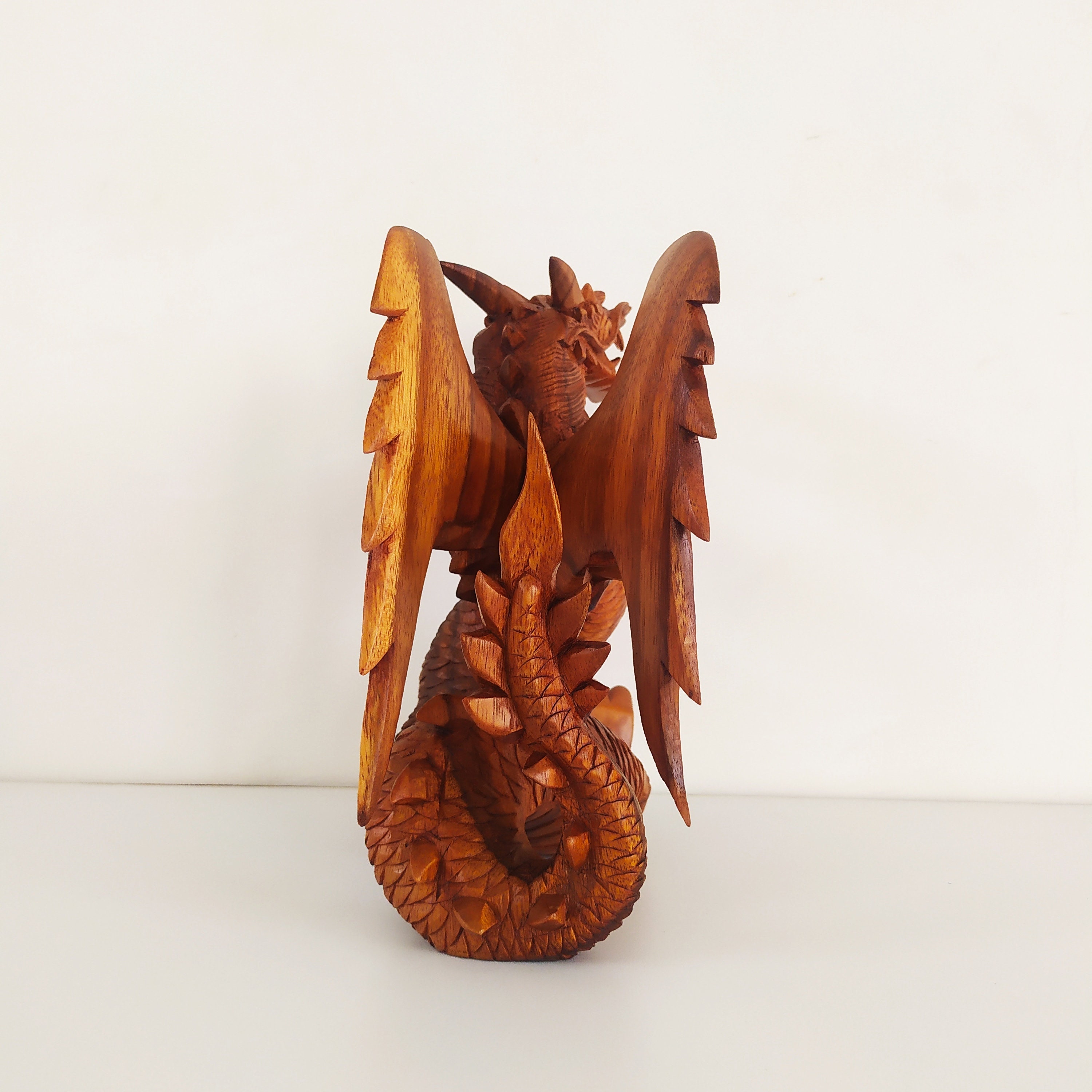 Wooden Dragon Statue Unique. Dragon Carving, Handmade. - Etsy