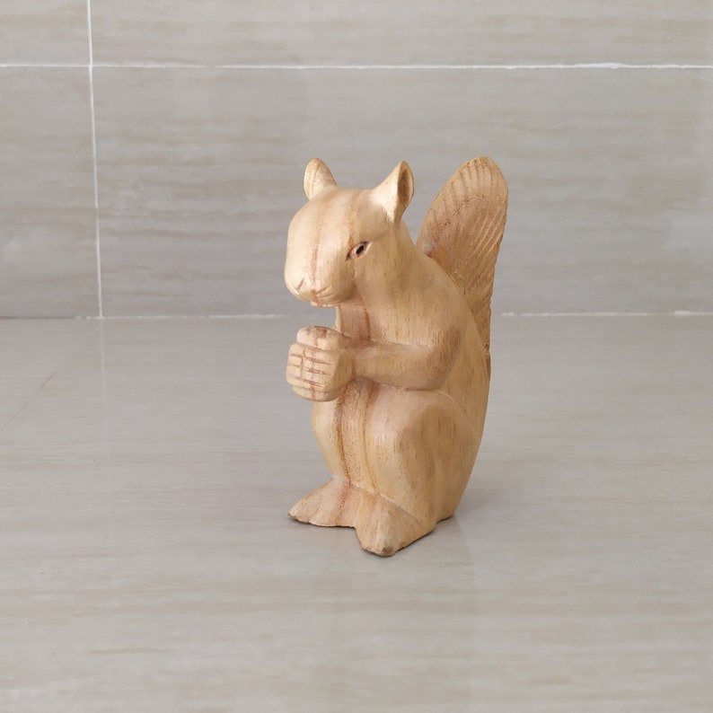 Hand Carved Squirrel Sculpture From Natural Wood - Etsy