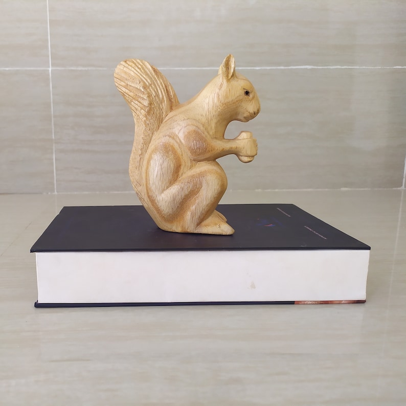 Hand Carved Squirrel Sculpture From Natural Wood - Etsy