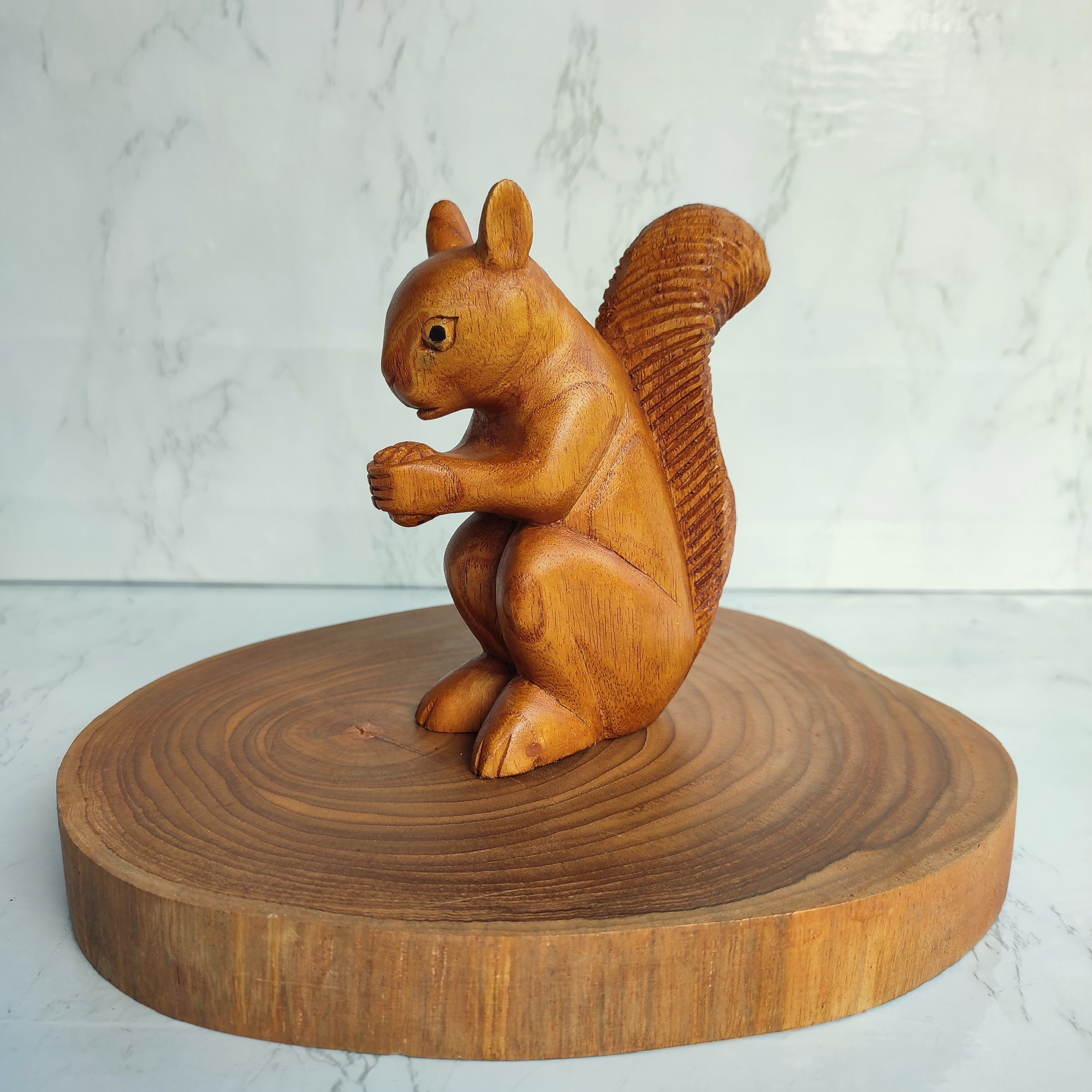 Hand Carved Squirrel Sculpture From Natural Wood - Etsy