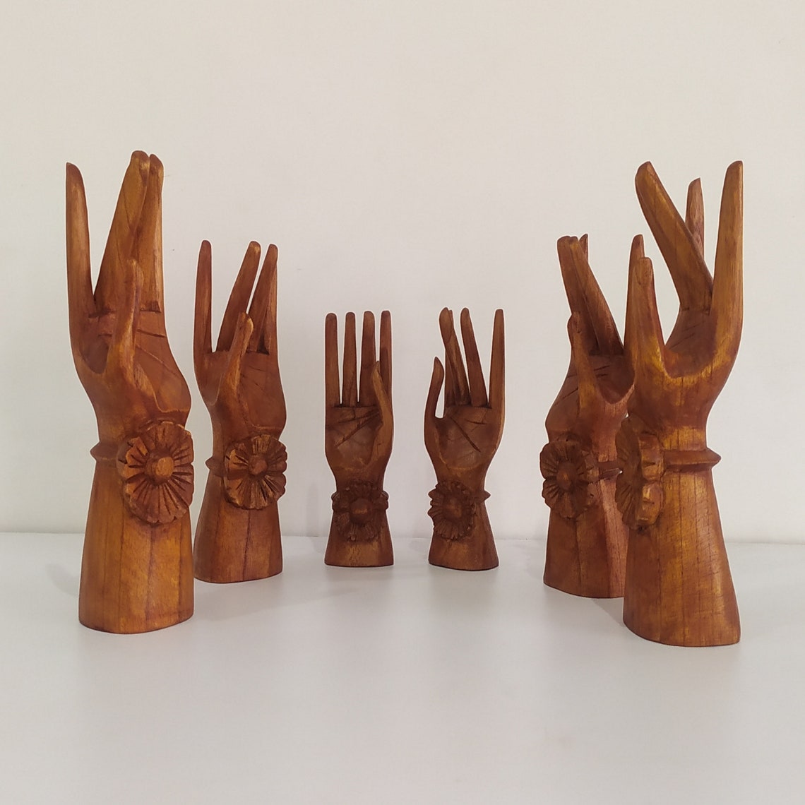 Wooden Hand Sculpture With Flower Decoration Wooden Hand - Etsy
