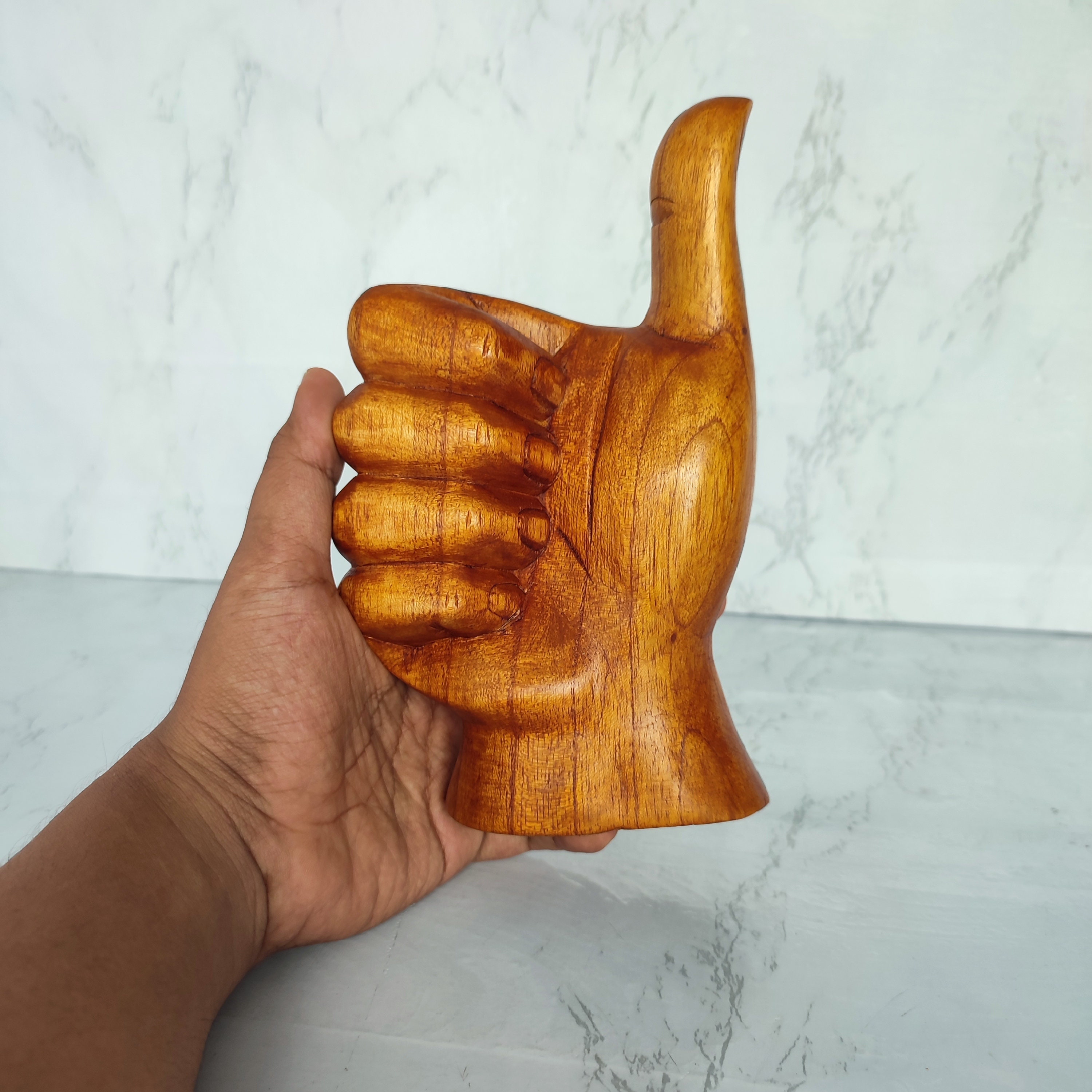 Thumbs up Hand Wooden Statue. Hand Carved. Gifts for Him. Gifts for Her ...