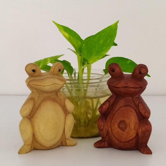 Frog Statue Set of 2 Frog Figurine Hand Carved Sculpture | Etsy