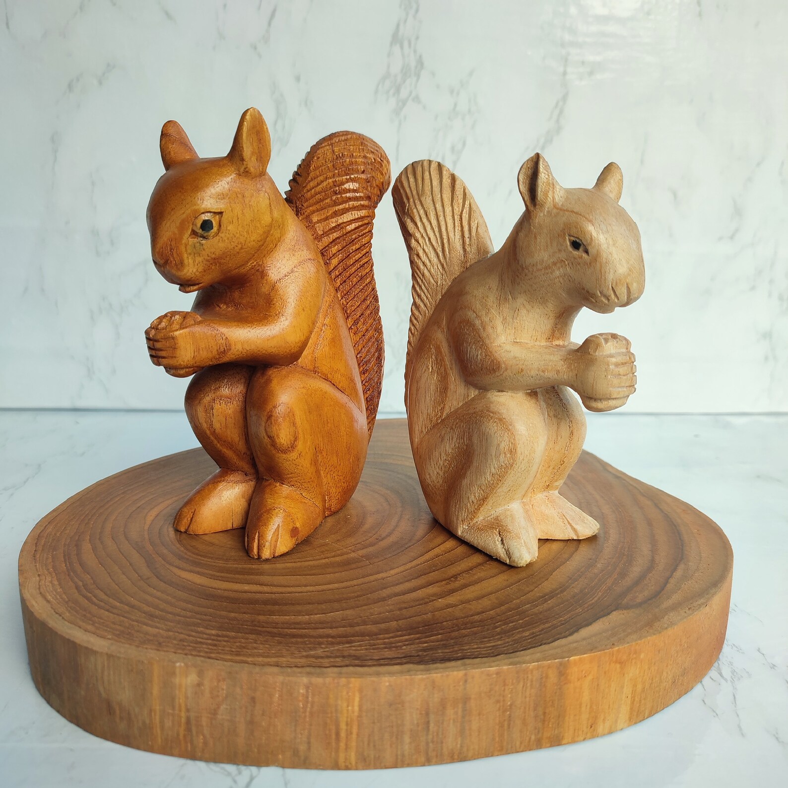 Hand Carved Squirrel Sculpture From Natural Wood - Etsy