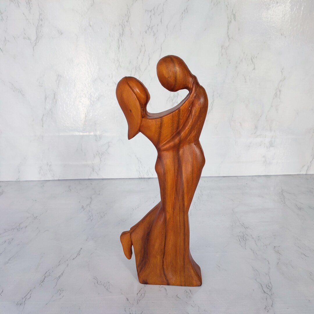 Jempinis Wood Dancing Couple Sculpture, Romantic Wedding Statue - Etsy