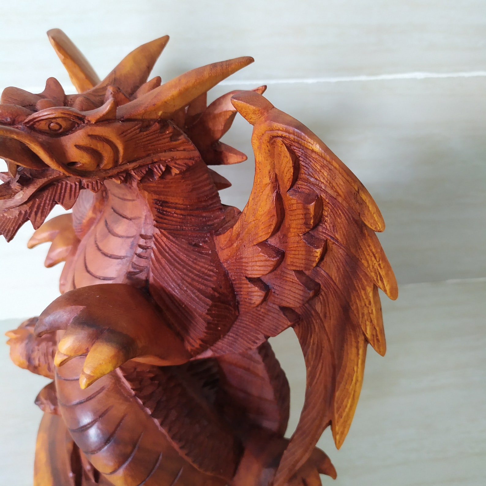 The Winged Dragon Statue is Made of Natural Wood. Dragon - Etsy