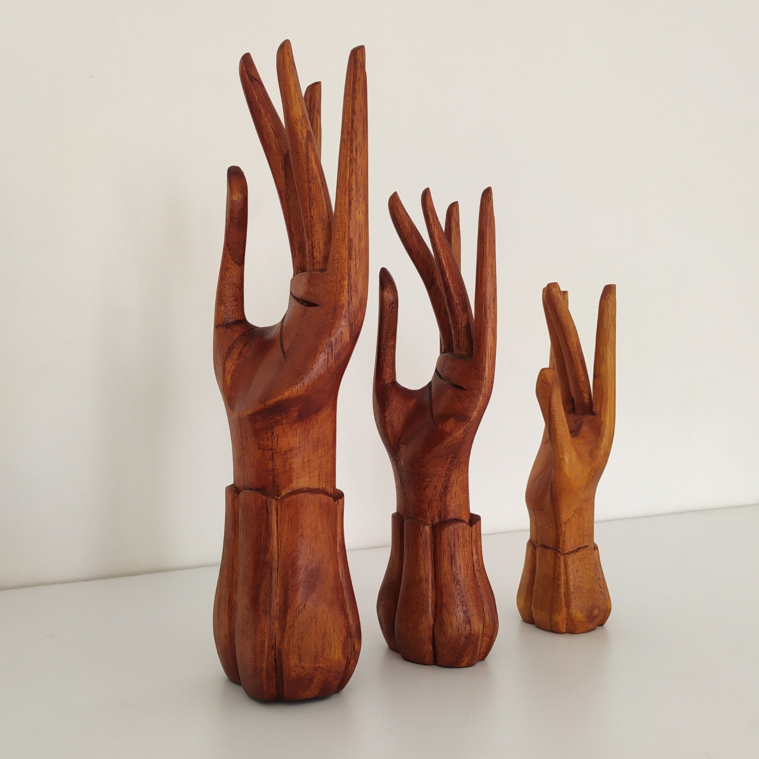 Sets of 2 Hand Carved Wooden Displays for Storing and Displaying ...