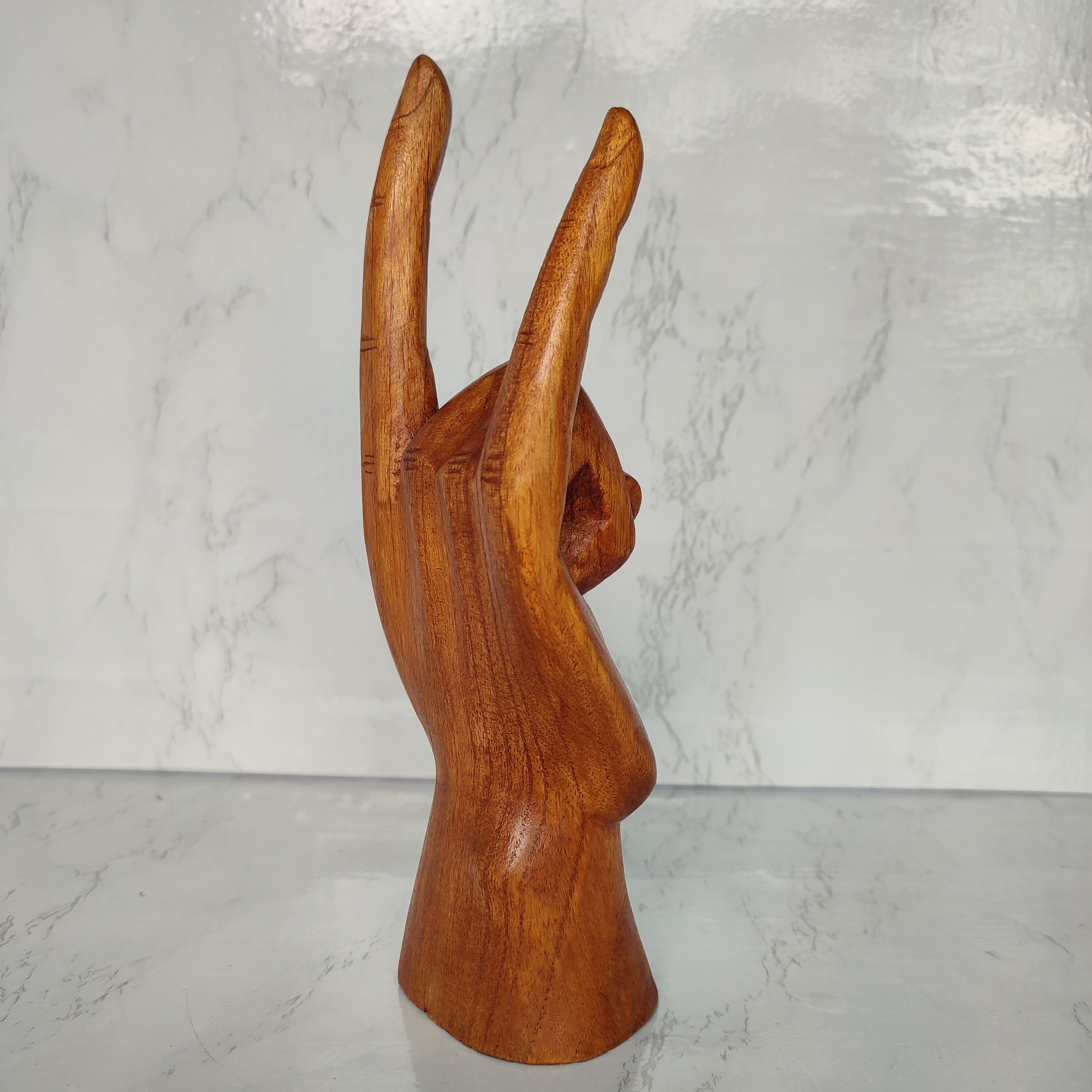 Rock and Roll Hand Sign Language, Sign of the Horns, Hand Carved ...