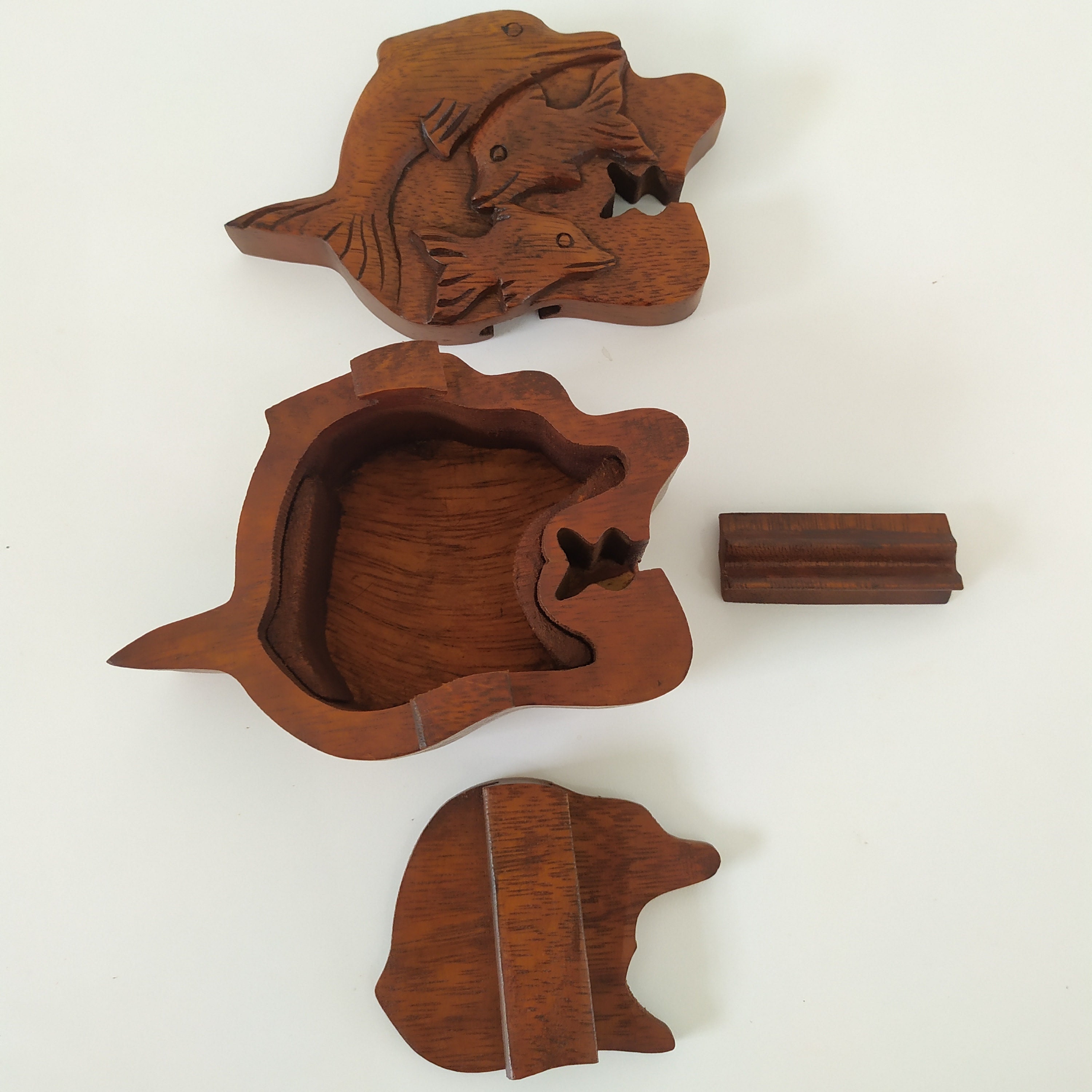Beautiful Wooden Jewelry Box / Fish Family Puzzle Box / Handcrafted ...