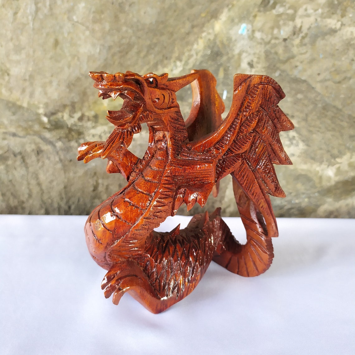 Wooden Dragon Statue Unique. Hand Carved Dragon Statue From - Etsy