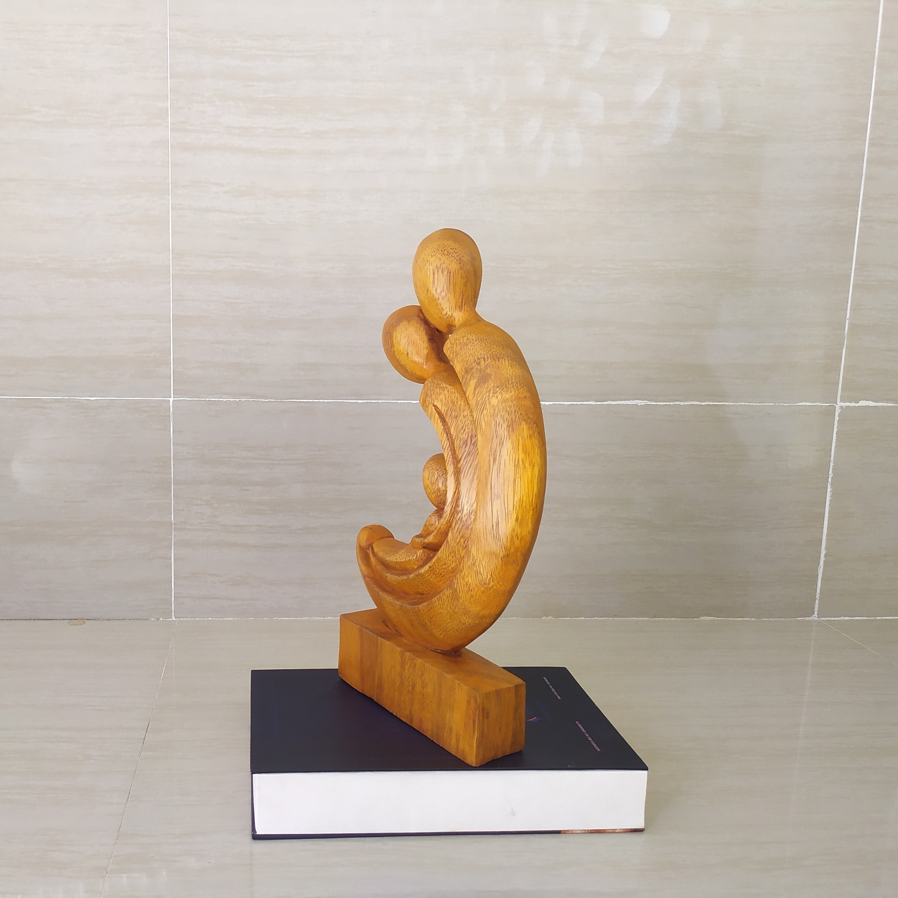 Wooden Statue of a Happy Family. Father Mother and Child Statue. - Etsy