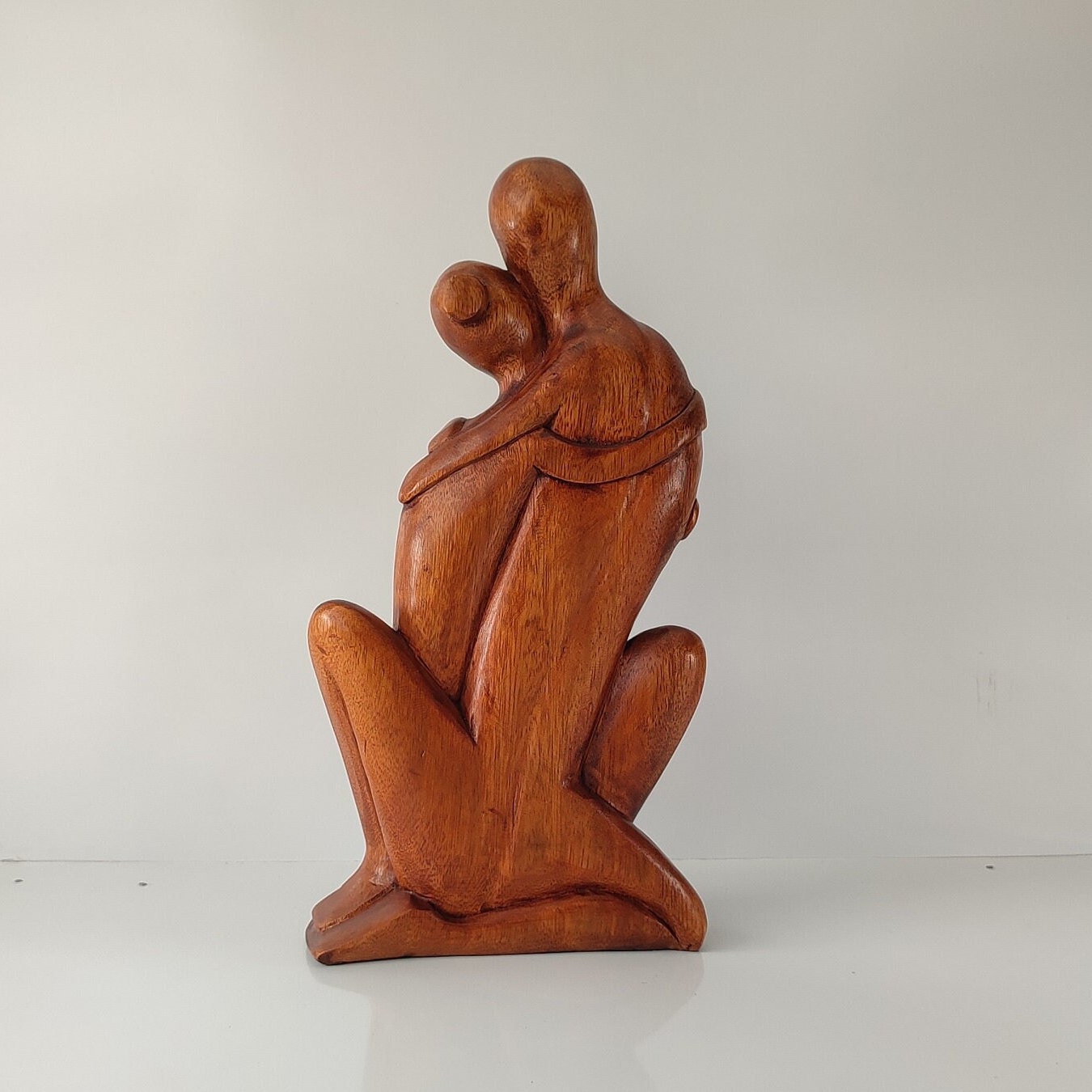 Romantic Couple Wood Sculpture, Hugging Love Statue - Etsy