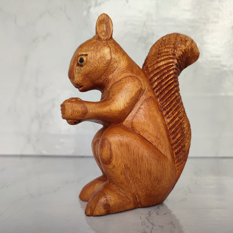 Hand Carved Squirrel Sculpture From Natural Wood - Etsy