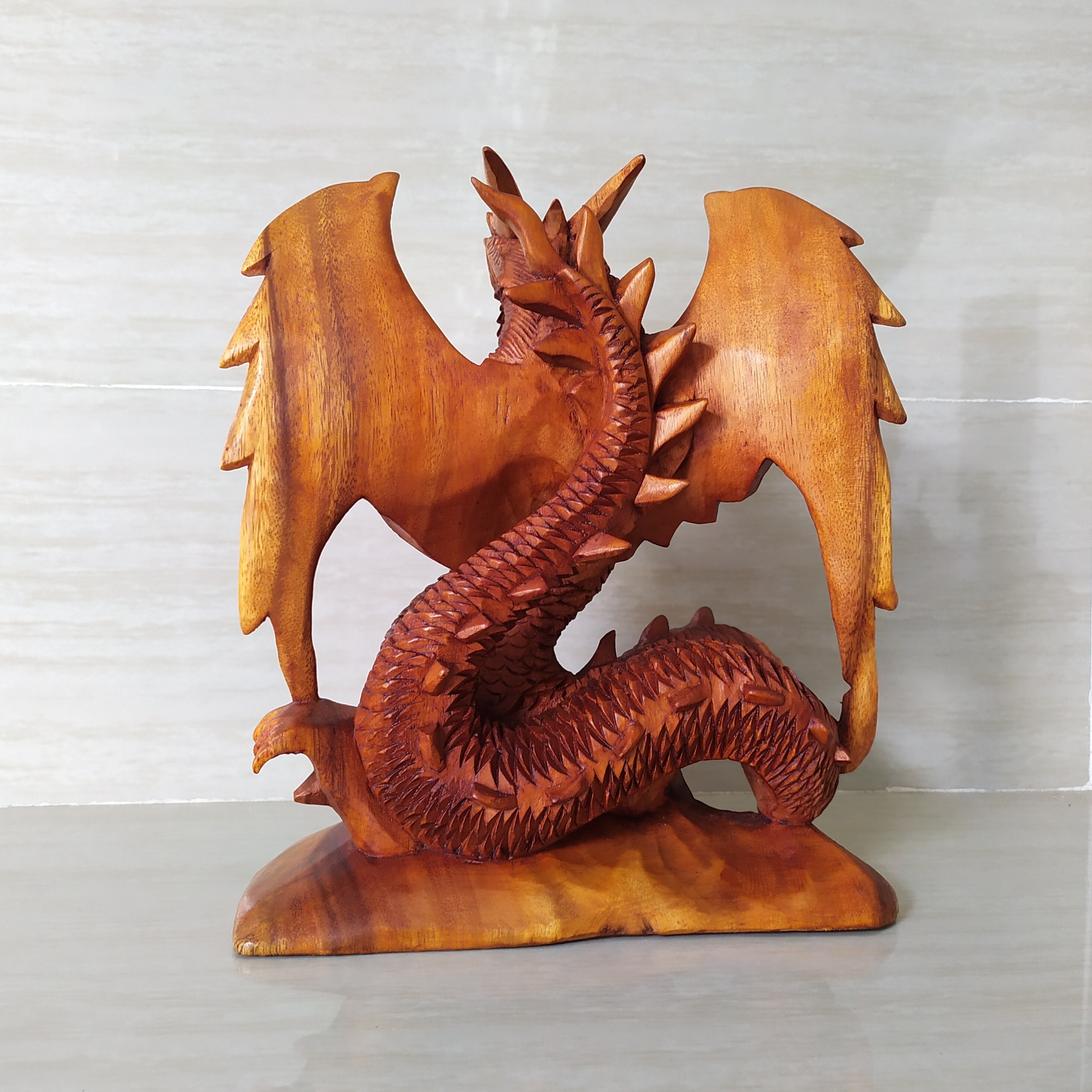 The Winged Dragon Statue is Made of Natural Wood. Dragon - Etsy