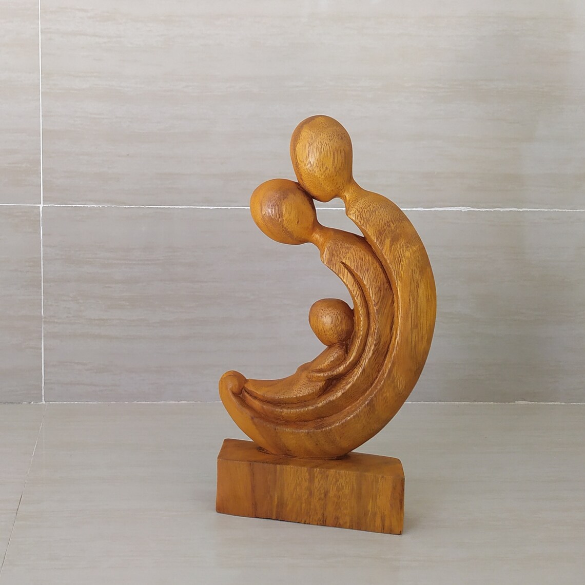 Wooden Statue of a Happy Family. Father Mother and Child Statue. - Etsy