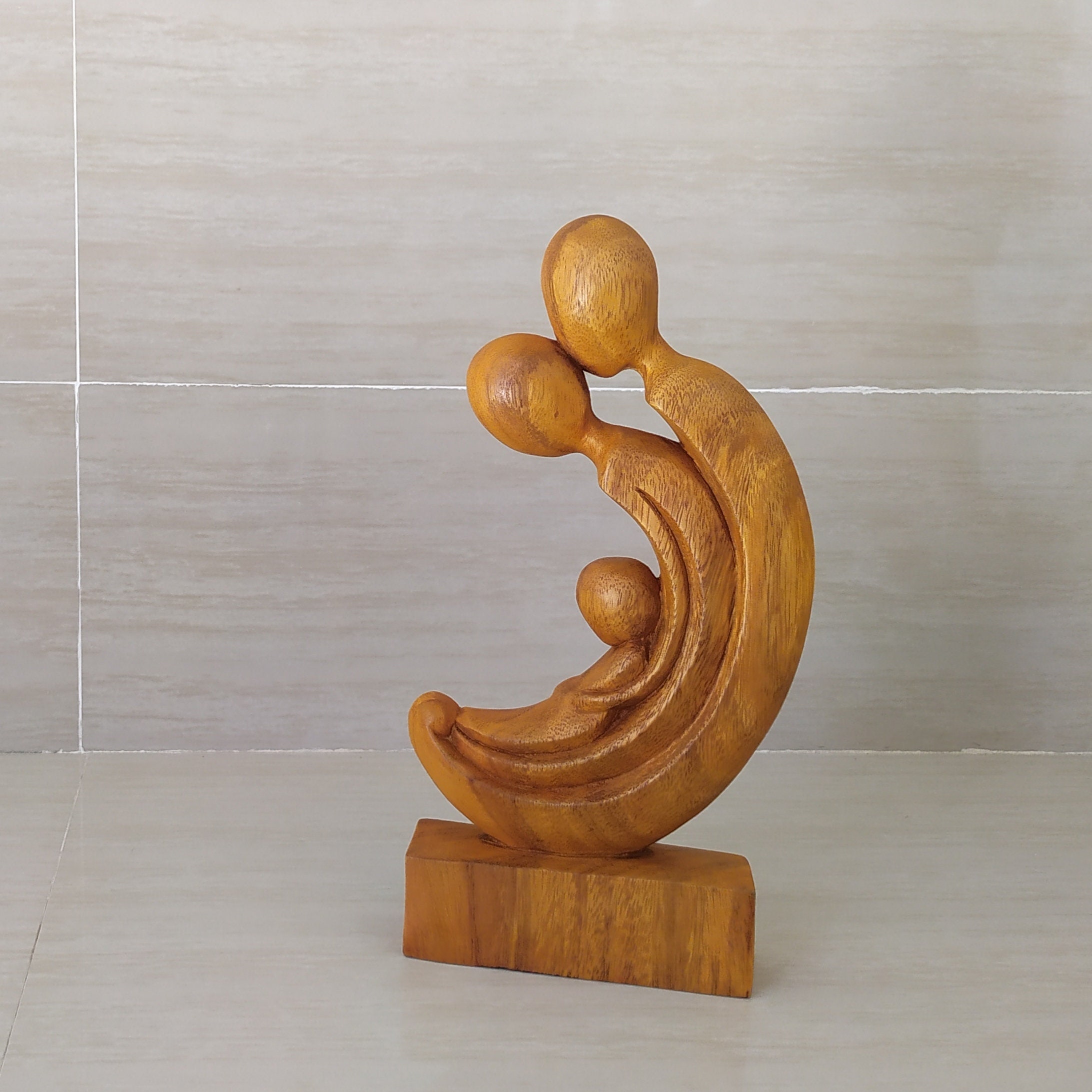 Wooden Statue of a Happy Family. Father Mother and Child Statue. - Etsy