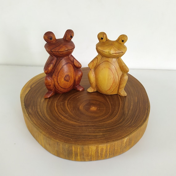 Pair of Frogs Handmade From Natural Wood Hand Carved - Etsy