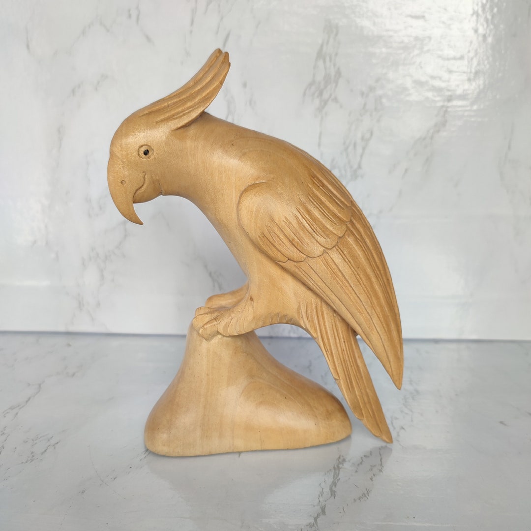 Wooden Parrot Sculpture, Carved Parrot, Parrot Figure - Etsy