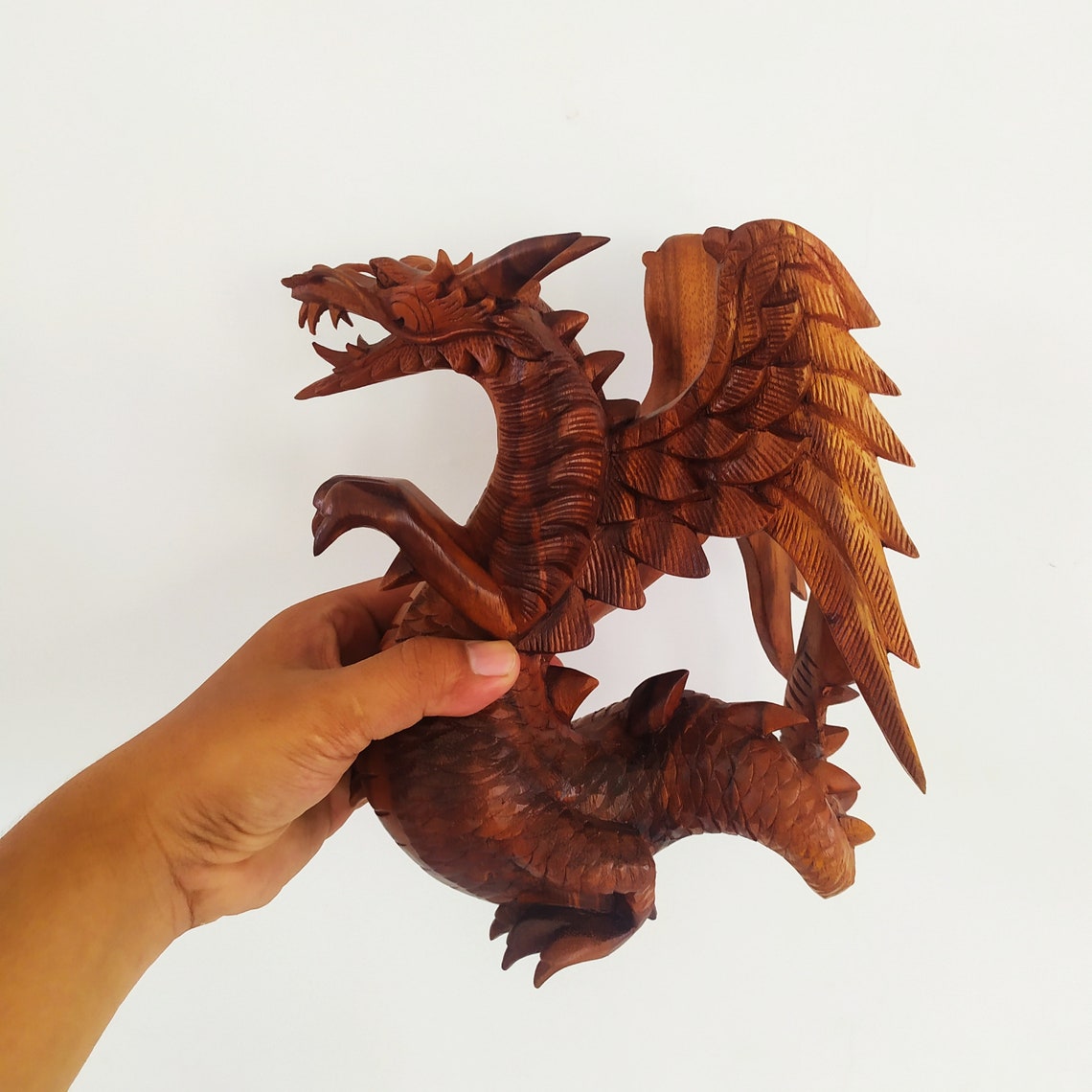Wooden Dragon Statue Unique. Dragon Carving Handmade. | Etsy